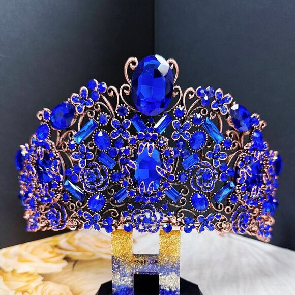 Handmade | Accessories | Vintage Handmade Crown Sapphire Crystal Crown ...